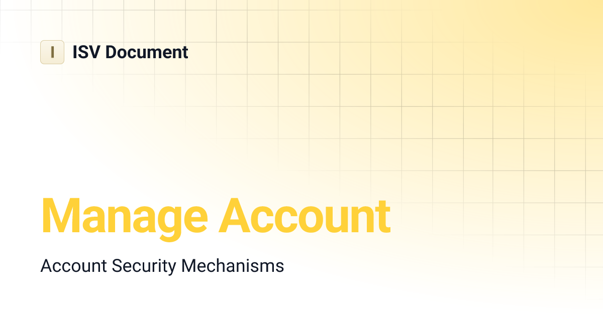 Manage Account | ISV Document